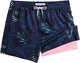 Maamgic Maillot de bain pour hommes avec compression Short de bain 2 en 1 | 5.5 Séchage rapide Short de natation décontracté Boardshorts avec pantalon intérie