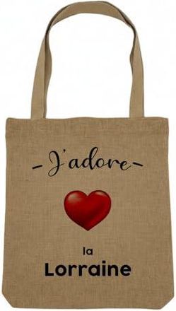 Fabulous Sac Shopping Tote Bag Aspect Lin - Jadore La Lorraine Region de France Metz - Sac de Courses Toile Epaisse 360g Beige Naturel Cabas Port&eacute; Epaule Solid
