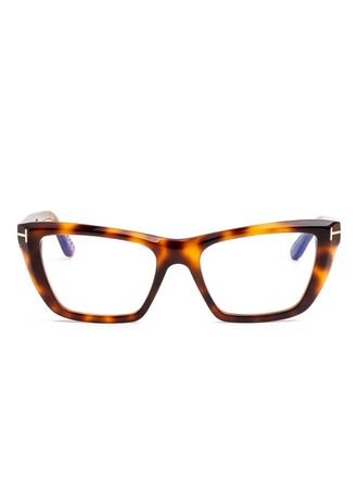 Tom Ford Eyewear lunettes de vue à effet écailles de tortue - Marron