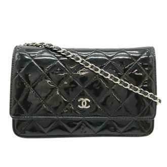 Chanel Pre-owned Matelasse Patent Leather Chain Wallet - Femme - Pre-owned - Noir - Taille: ONE Size