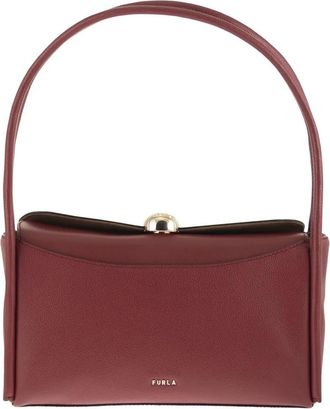 Furla Hobo Bags - Structured Burgundy Calfskin Leather Nicole Satche - Gr. unisize - in Rot - f&uuml;r Damen