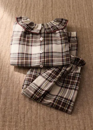 Mango Pyjama deux-pi&egrave;ces en coton &agrave; carreaux rouge - Home - 2-3 ans - MANGO HOME