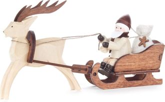 Dregeno Seiffen eG Nikolaus im Rentierschlitten echt erzgebirge Handarbeit Weihnachten Holz