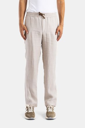 Sease Mens Sand Beige Linen And Cotton Trousers