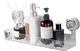 Generico Saugregale für Badezimmer, mit Korb für Badezimmer, Stabiler, platzsparender Korb ohne Bohren, zum Organisieren von Seife, Handtüchern, Conditioner, T