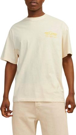 Jack & Jones Herren Jormercado Tee Ss Crew Neck Tg Ln Styd T-Shirt, Buttercream, XXL
