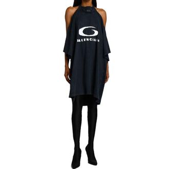 Balenciaga Womens Black Cotton Casual Dress