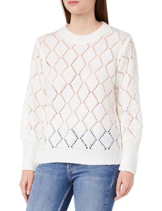 Kaffe Damen, langärmlig, regulär, passgenau, gestrickt, Rundhalsausschnitt Pullover, Chalk, Medium