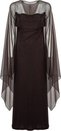 Alberta Ferretti Femme, Robes, Brun, Taille: 42 FR Long Dress With Chiffon Sleeves