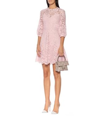 Valentino Garavani Valentino Scalloped Lace A-line Minidress In Pink Size XS