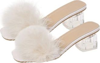 Yarnow Slippers Femme &agrave; Talons &Eacute;pais L&eacute;gers Antid&eacute;rapants Mode &eacute;t&eacute; Confort et &Eacute;l&eacute;gance Chaussures Casual pour Jupe et Jean Beige