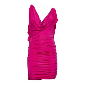 The Attico Fuchsia Drapiertes Kleid mit Transparenten Tr&auml;gern - - Dresses - Damen - Rosa - M