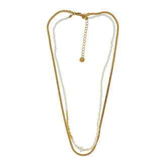 Dansk Copenhagen Femme, Accessoires, Jaune, Taille: ONE Size Collier Élégant à Double Chaîne de Perles