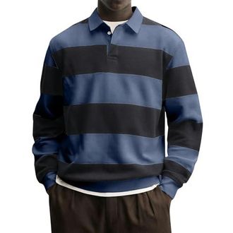 Generic Sweat-shirt &agrave; col rond pour homme - Pull chaud - Veste de sport - Manches longues - Chemises d&eacute;contract&eacute;es en coton - Pull d&eacute;contract&eacute; pour homme, ble