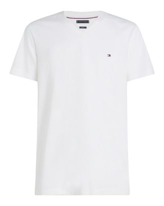 Tommy Hilfiger Softes T-Shirt mit V-Ausschnitt und kleiner Flag-Stickerei in