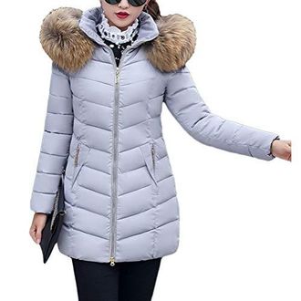 ORANDESIGNE Femmes Hiver Manteau Chaud Longue Veste en Duvet &eacute;paisse Capuche Fourrure Faux Jacket Blouson Casual Parka Outwear A Gris 34