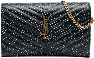 Saint Laurent Hobo Bags - Quilted Chevron Calfskin Polka Dot Monogram Envelo - Gr. unisize - in Schwarz - f&uuml;r Damen