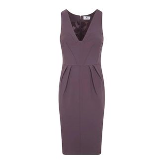 Elisabetta Franchi &Auml;rmelloses Kleid mit V-Ausschnitt und figurbetonter Passform in Midi-L&auml;nge - - Dresses - Damen - Braun - S