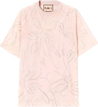 Plan C Plan C, Femme, Tops, Rose, Taille: 42 FR Abstract Floral Print Shirt
