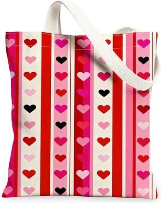 Generic Sacs fourre-tout en toile pour la Saint-Valentin, sacs d&eacute;picerie r&eacute;utilisables, l&eacute;gers et lavables, Rouge, 13x15 Inch