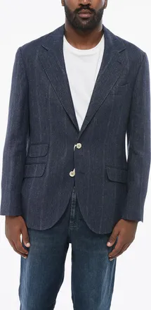 Brunello Cucinelli Einreihiger Blazer aus Leinenmischung-Twill Brunello Cucinelli