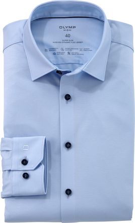 Olymp Businesshemd OLYMP No. Six 24/Seven super slim, Herren, Gr. 36, N-Gr, blau (hellblau), Web, Obermaterial: 92% Baumwolle, 8% Elasthan, sehr schmal, Hem