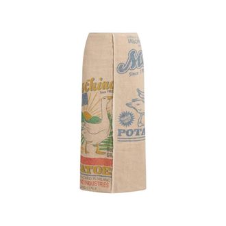 Moschino Femme, Jupes, Multicolore, Taille: 42 FR Jupe Imprim&eacute;e En Lin Et Paille