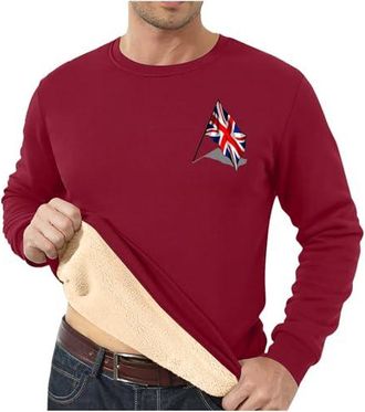 Generic Sweat-shirt moelleux pour homme - Printemps Automne Hiver - Col rond - Sans capuche - Velours épais - Impression 2D - Drapeau national rétro pour cade