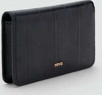 Mango Petit portefeuille textur&eacute; noir - Femme - Taille unique - MANGO