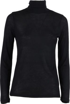Majestic Filatures Femme, Pulls, Noir, Taille: 44 FR T-shirt &agrave; col roul&eacute; et manches longues