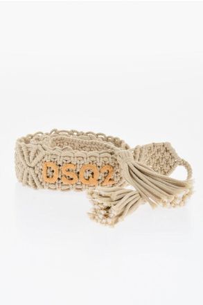 Dsquared2 Macramé Cotton Belt with Raffia Detail 40mm size Unica