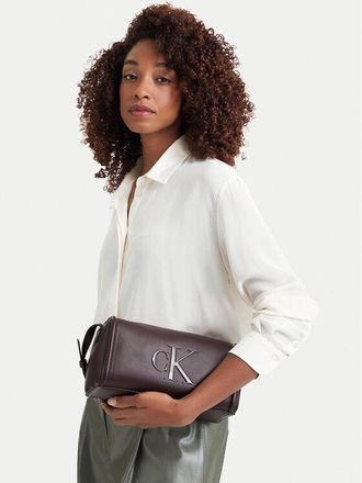 Calvin Klein Handtasche Bold Ck Slouchy Shoulder Bag LV04F3894G Dunkelbraun