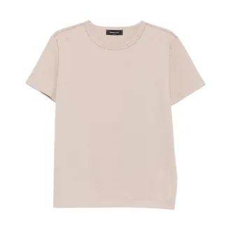 Fabiana Filippi T-Shirt aus Baumwolle mit verziertem Ausschnitt - - Tops - Damen - Beige - XS
