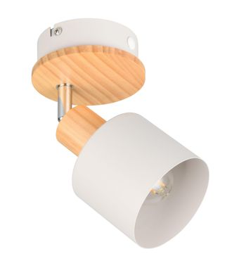 Trio Leuchten Wandspot Shanti 862700176, Metall Warm Grey, Holz naturbelassen, exkl. 1x E14