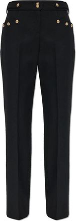 Balmain Hose aus Wollgabardine mit Falten - - Trousers - Damen - Schwarzk - XS