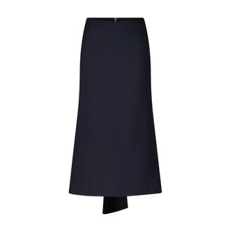 Victoria Beckham Woll-Cr&ecirc;pe Midi Rock mit Kick-Detail - - Skirts - Damen - Blau - XS
