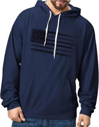 Generic Sweat à capuche Patriotique Drapeau des États-Unis pour hommes - Sweat à capuche graphique à manches longues avec cordon de serrage et design de poche