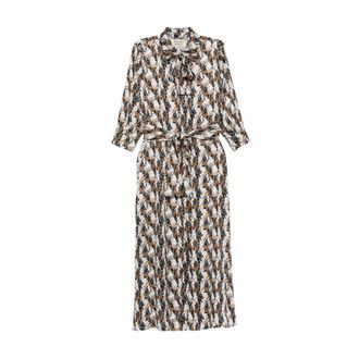 Alessandro Enriquez Kleid mit Grafikmuster und Bindekragen - - Dresses - Damen - Mehrfarbig - XS