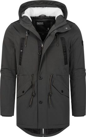 Indicode Herren INBenicio Parka mit gef&uuml;tterter Kapuze & Teddyfell-Futter | Winterjacke Winterparka M&auml;nner Raven, XXL