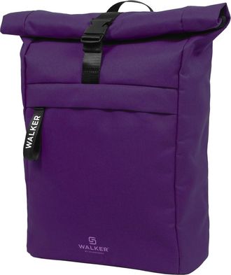 Walker Classic Rucksack Roll Top Purple Velvet mit Hauptfach, Laptopfach, ergonomischen Schulterriemen und Mittelfach mit Handytasche, wasserabweisend, ca. 2