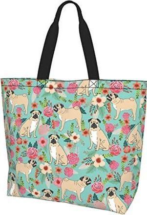 AOOEDM Sac &agrave; provisions r&eacute;utilisable en toile pour femme Carlin mignon