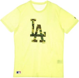 New Era Neon Lime Camo MLB Logo Tee - - Tops - Herren - Gelb - L