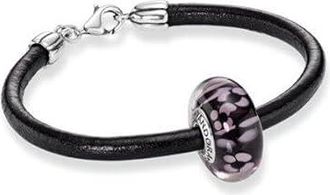Pandora Pandora - 590708-S1 - Bracelet Femme - Cuir Noir - Argent 925/1000 - Verre Murano - 17.5 cm