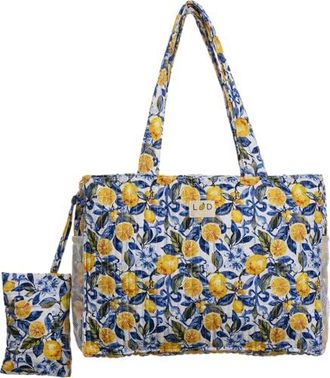 Divina Sac matelass&eacute; La Zagara avec pochette, imprim&eacute; citrons m&eacute;diterran&eacute;ens, 42x33x13 cm - SAC 194
