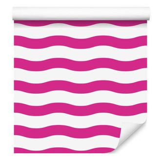 OEM Carta Da Parati A Righe Bianche E Viola, Sfondo Rosa Cipria 50x1000 Cm