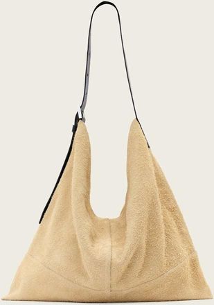 AllSaints Asha - Sac port&eacute; &eacute;paule en daim - Blanc Sahara