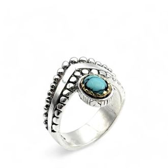 Jalan Jalan 925 Silber T&uuml;rkis Onyx Ring - - Accessories - Damen - Grau - 58 MM