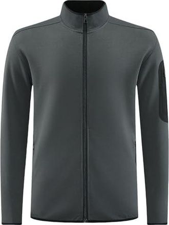 Generic Y2K Veste pour homme avec fermeture &eacute;clair sur toute la longueur - Chaud et respirant - Veste de loisirs - Veste de jogging - Coupe ajust&eacute;e, gris, L
