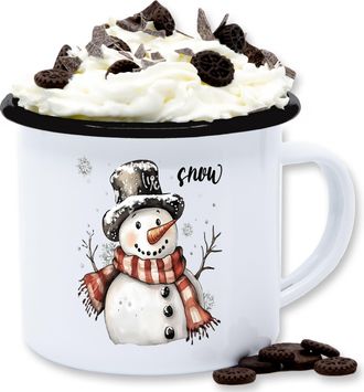 Shirtracer Emaille Tasse Blechtasse - Weihnachtstasse - Geschenk Weihnachten Schneemann Motiv Weihnachtsgeschenke Schneemann Geschenk Winter Geschenkidee Weihnac