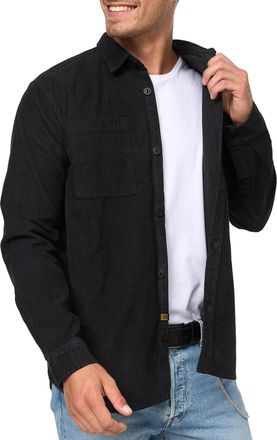 Indicode Herren Thyge Kordhemd aus Baumwolle | Herrenhemd Kord Cord Freizeithemd Black, 3XL